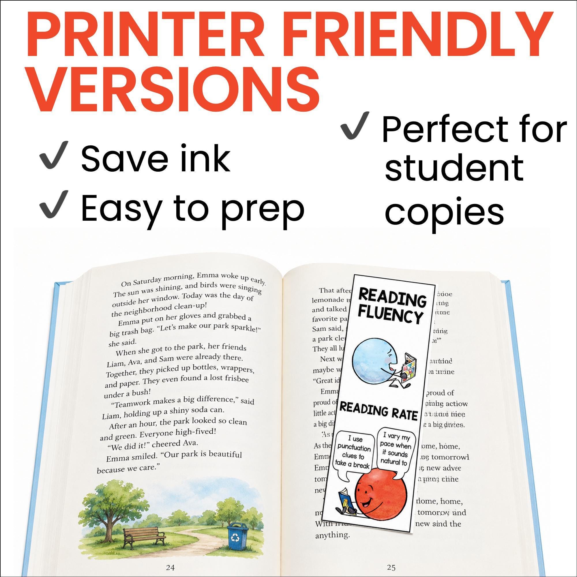 Reading Fluency Bookmarks for Kids | Printable Reading Strategy Visual ...