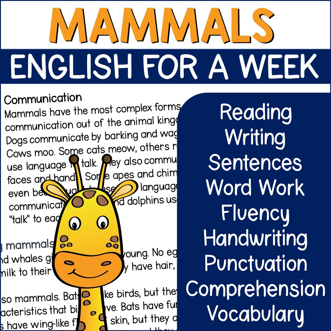 Mammals Literacy Activities, Reading and Writing About Mammals, 2nd ...