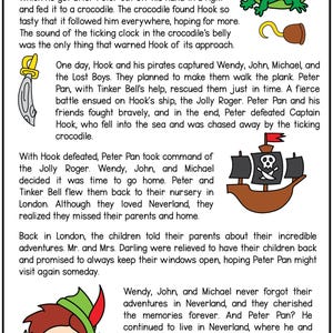 Peter Pan Reading Comprehension, Word Search, Coloring Pages (digital ...