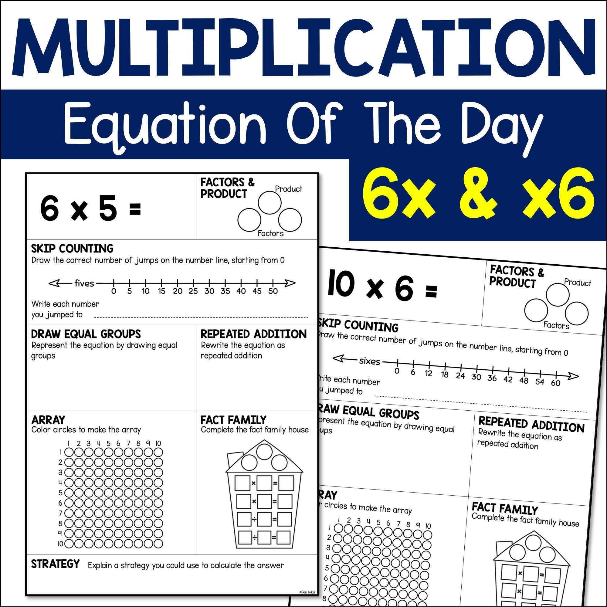 6 Times Table Multiplication Equation of the Day Practice - Etsy