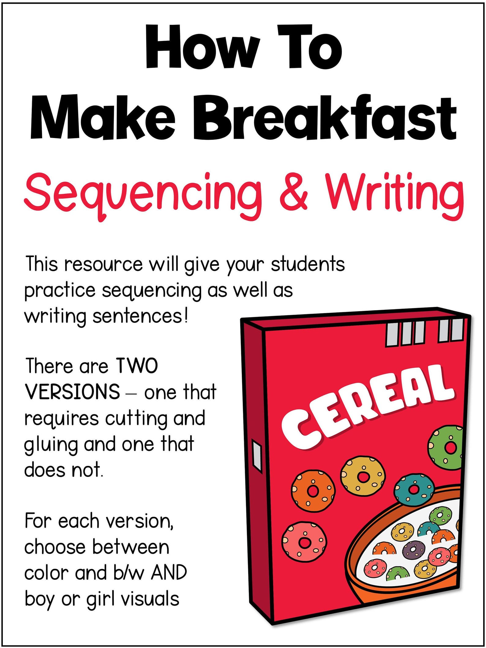 How to Make Breakfast Procedural Writing, Sequencing & Sentence Writing ...