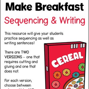 How to Make Breakfast Procedural Writing, Sequencing & Sentence Writing ...