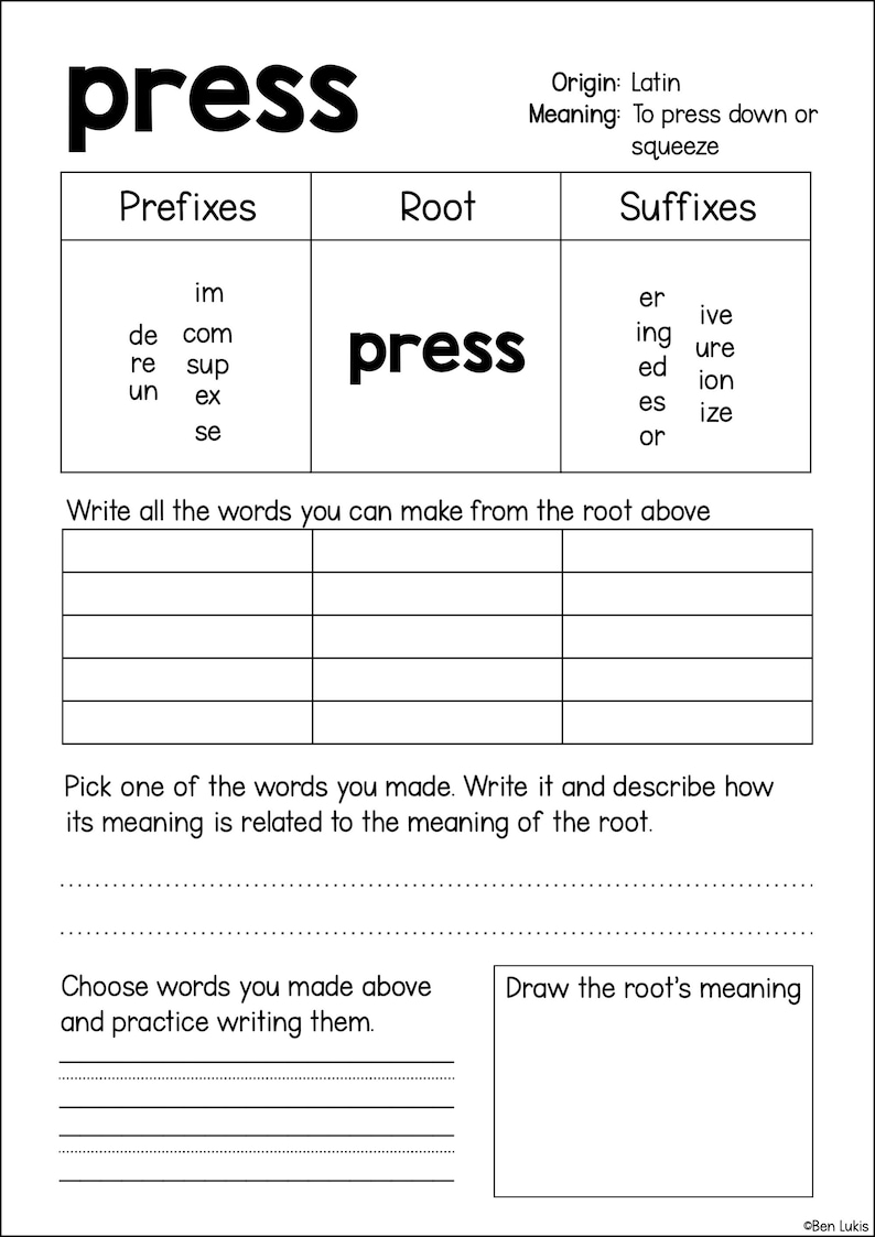 Making Words With Word Bases Prefixes and Suffixes Word - Etsy
