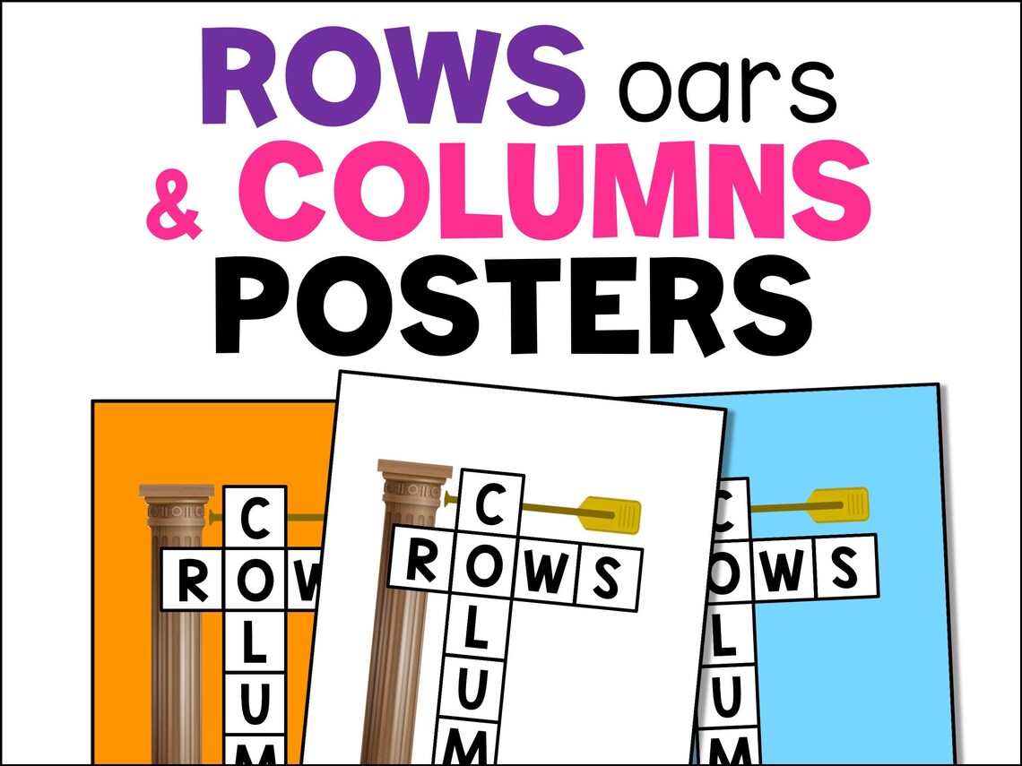 Rows & Columns Math Posters, Classroom and Homeschool Math Posters for ...
