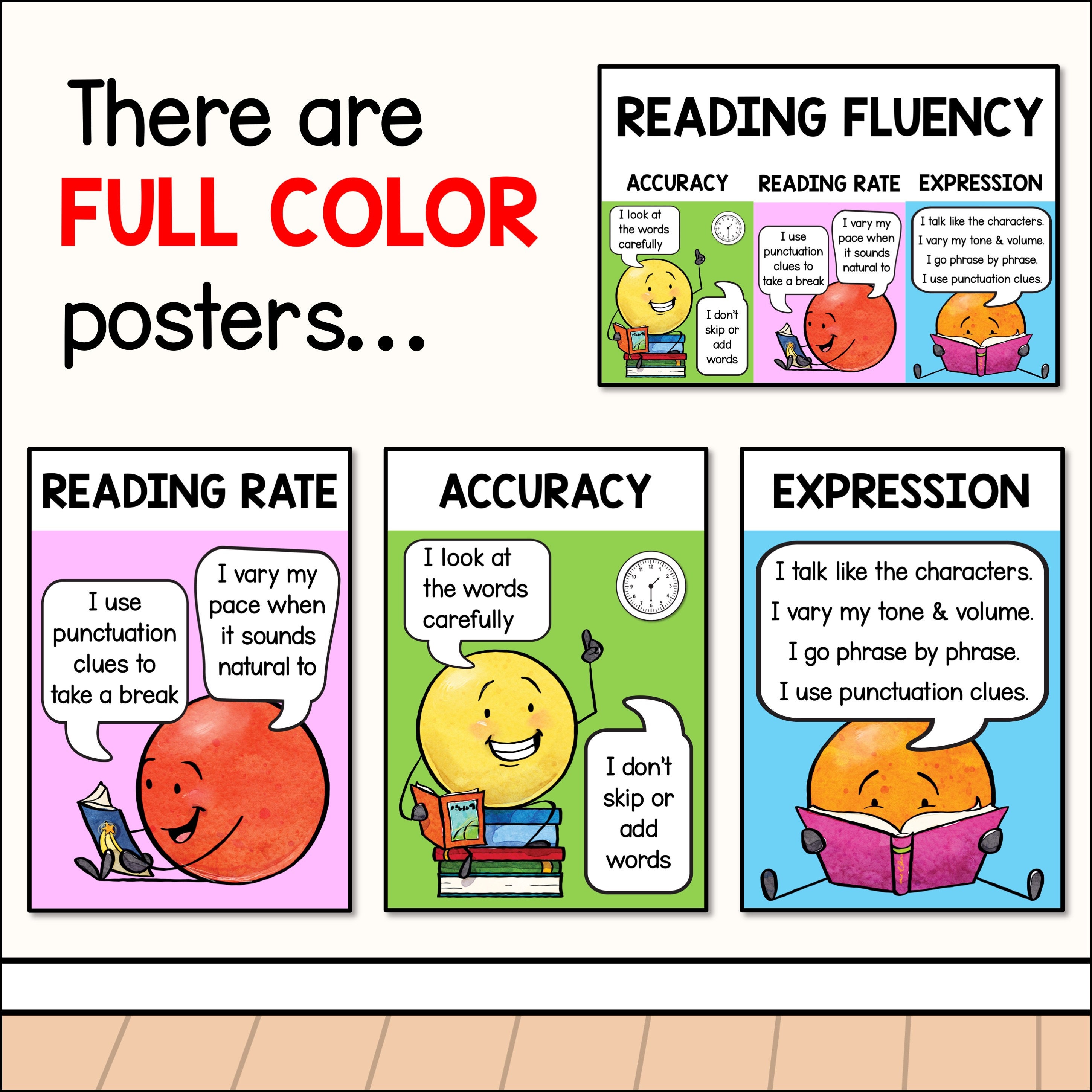 Reading Fluency Posters, Classroom Decor, Printable PDF Education Tools ...