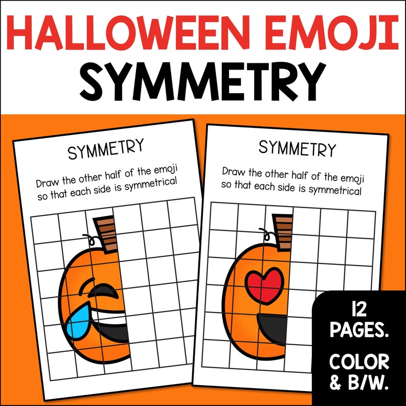 Symmetry Drawing Math Worksheets Halloween Activities for - Etsy