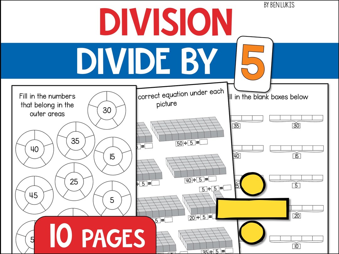 Division Worksheets for Kids, Divide by 5 Printable Activity, Fun ...