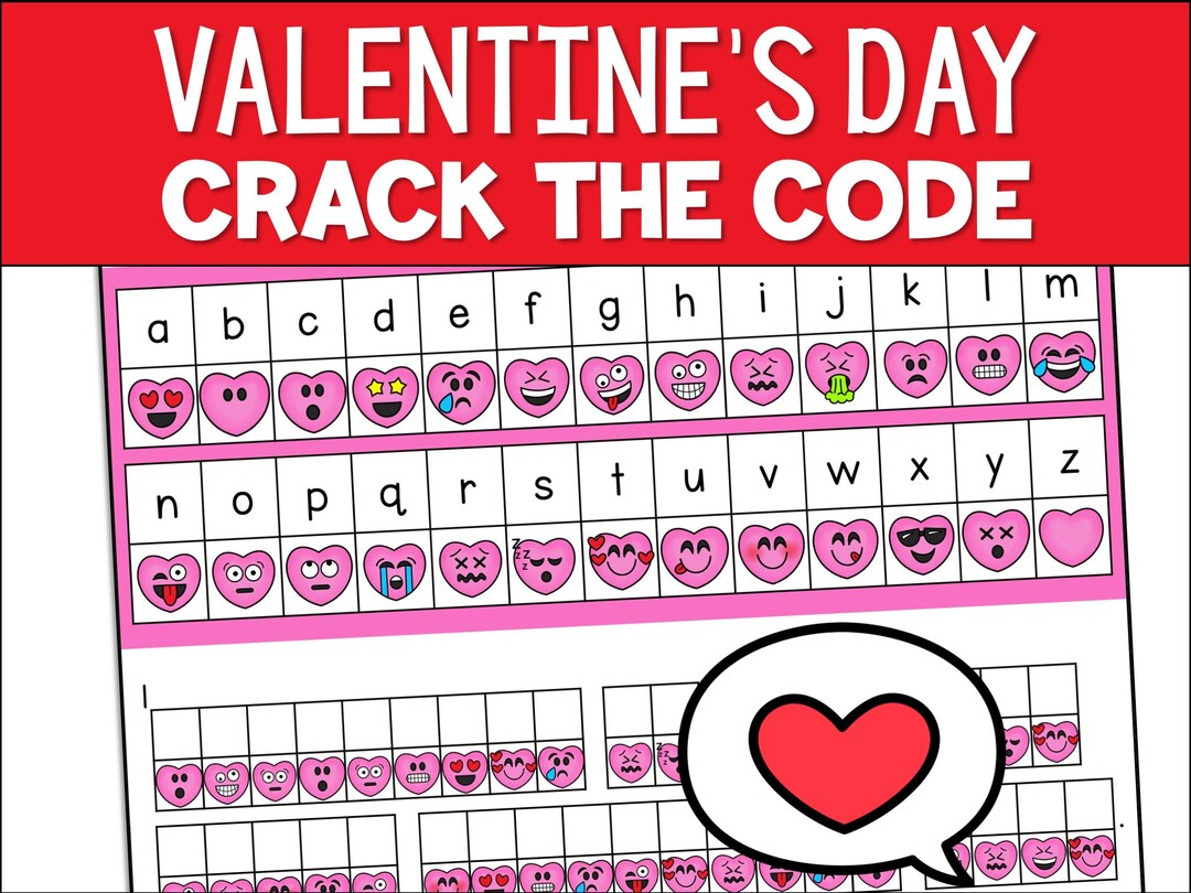 Valentines Day Crack the Code Secret Message Activity, Literacy Center ...