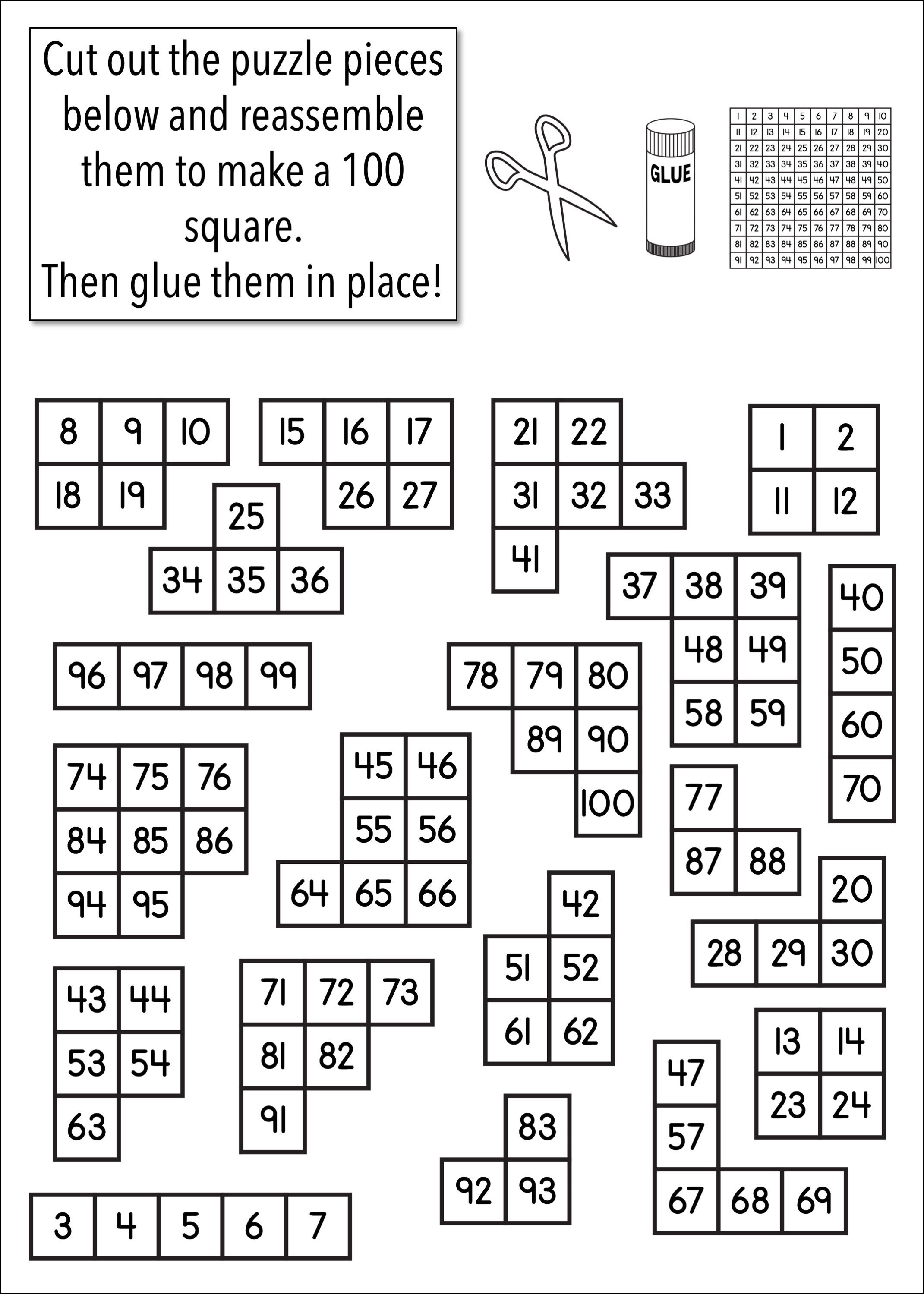 Place Value to 100 Jigsaws, 100 Chart Jigsaw Activity, Printable PDF ...