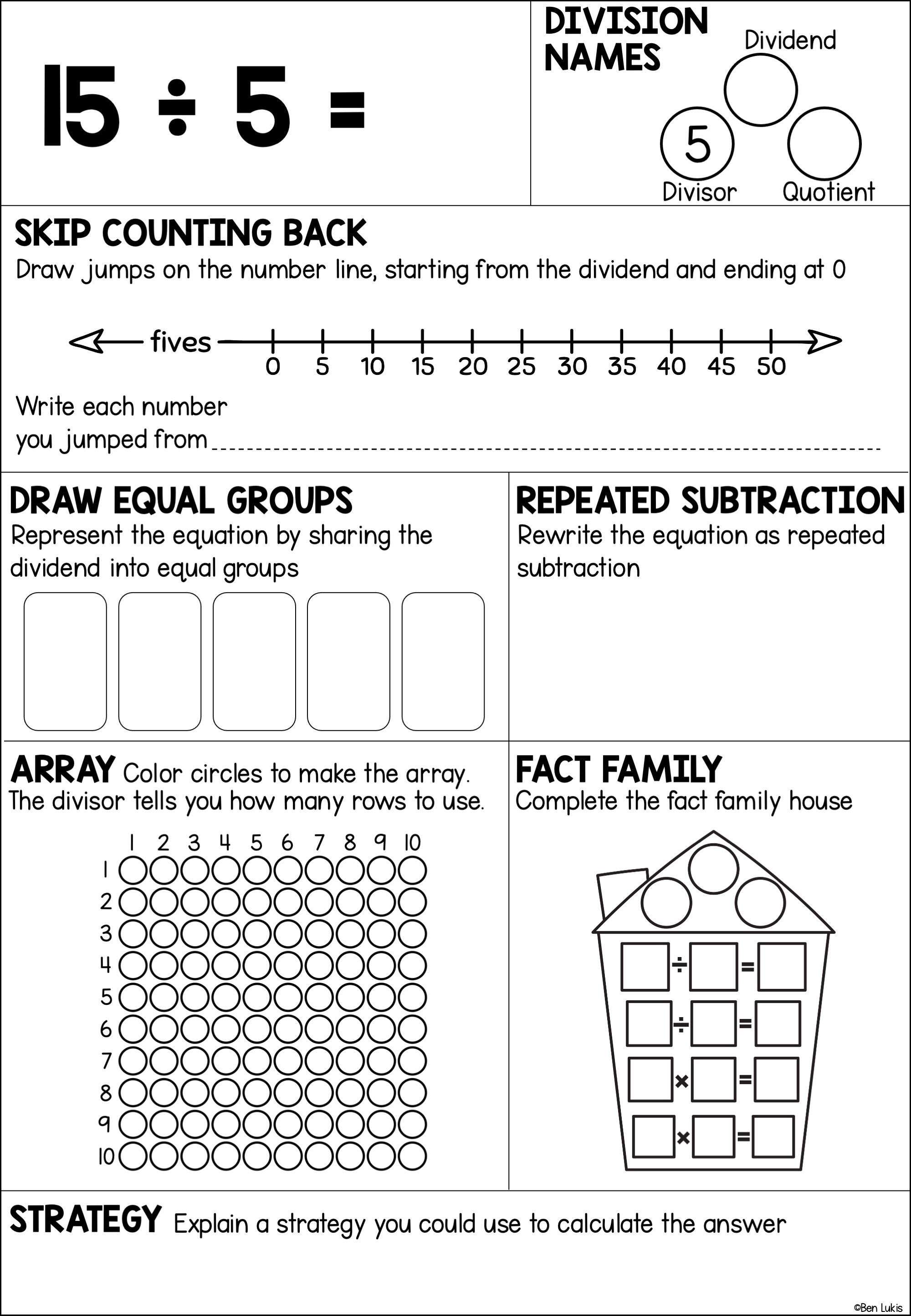 Divide by 5 Practice Math Worksheets, Division Equation of the Day ...