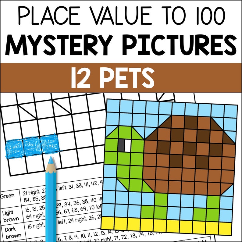 Place Value Mystery Picture Math Worksheets, Place Value Pet Coloring ...