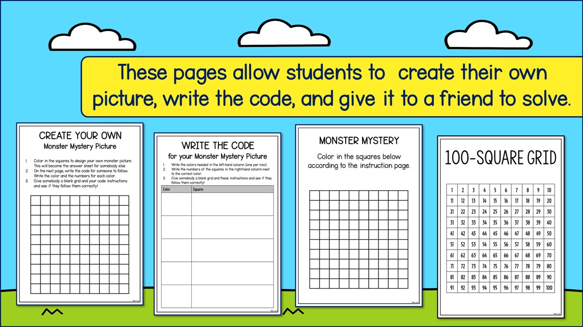 Place Value Math Worksheets of Monster Mystery Pictures, Place Value ...