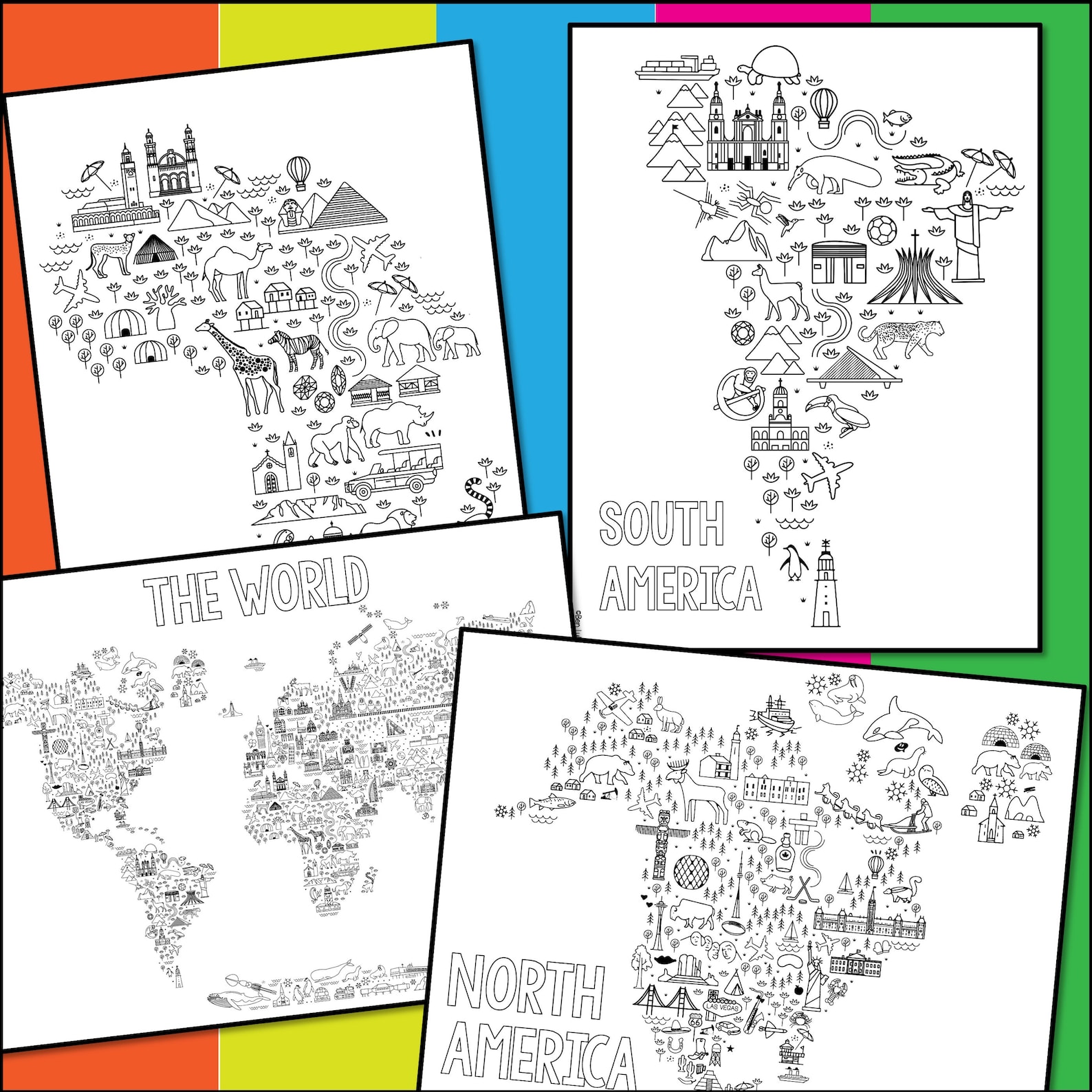 Continent Coloring Pages, Kids Educational World Map Activity ...
