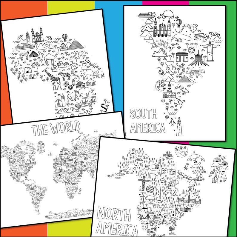 Continent Coloring Pages, Kids Educational World Map Activity ...