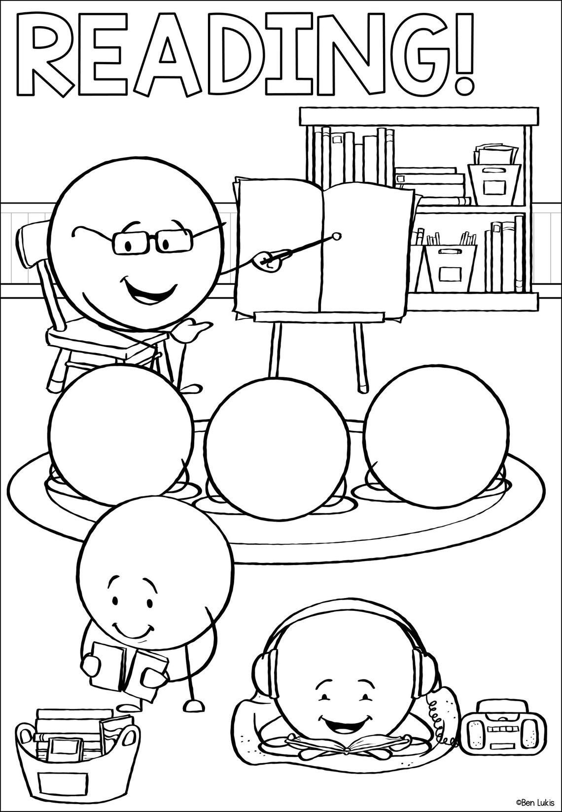 World Read Aloud Day Printable Coloring Pages, Kids Educational ...