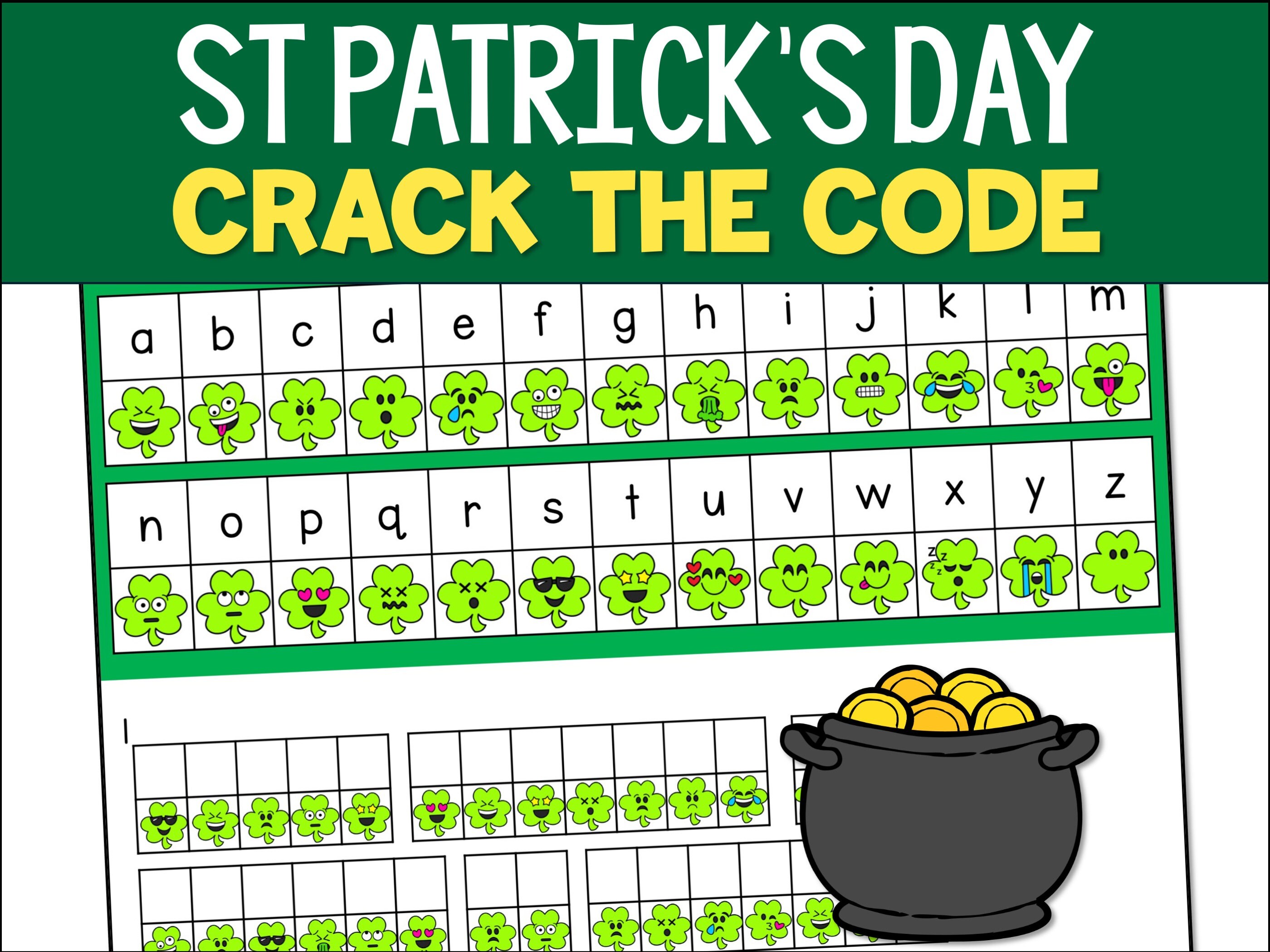 St Patrick's Day Emoji Crack the Code Puzzle, Secret Message for Kids ...