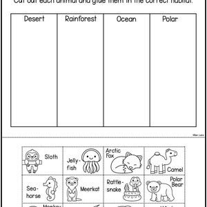 Animal Habitats Matching Activity and Odd One Out Worksheets, Animal ...