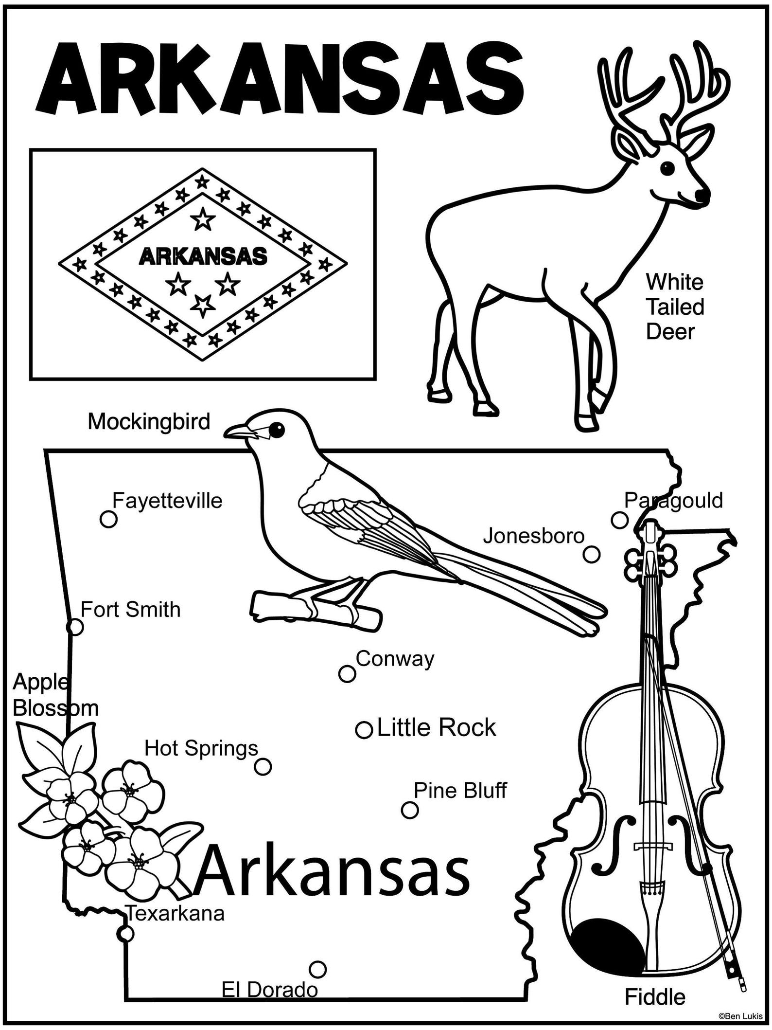 50 USA States Coloring Pages, US State Symbols and Flags, School ...