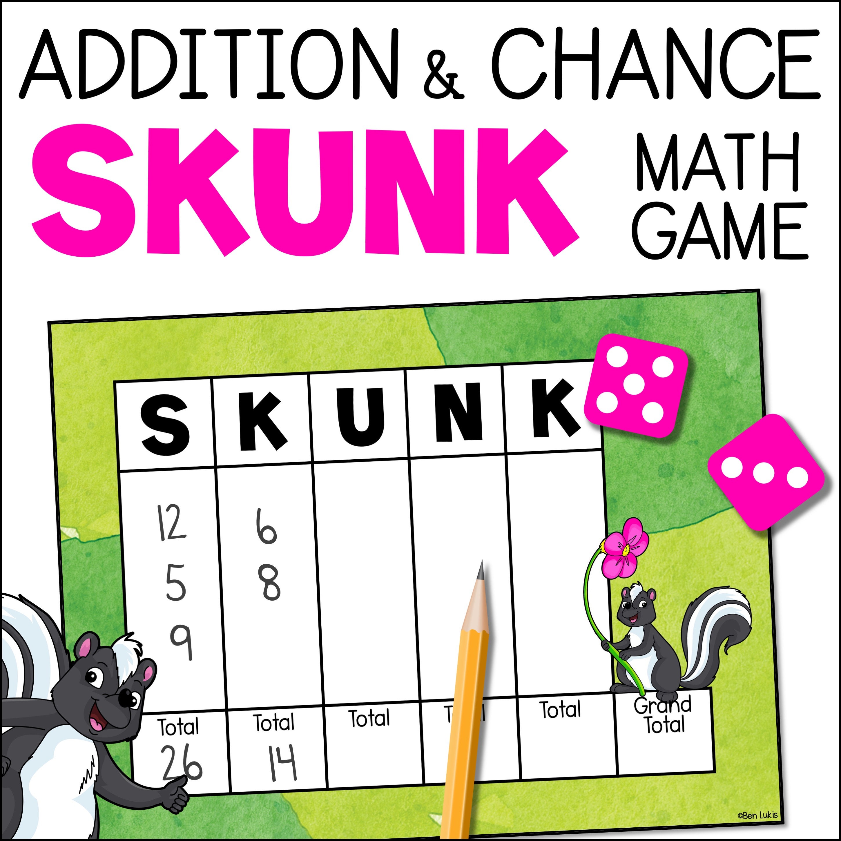 Skunk Math Game Addition Probability and Chance Printable PDF - Etsy UK