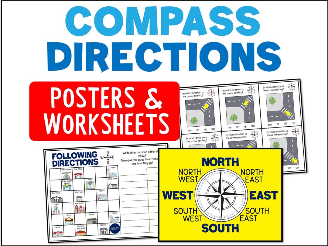 Compass Rose Educational Posters, Math Task Cards and Activities ...