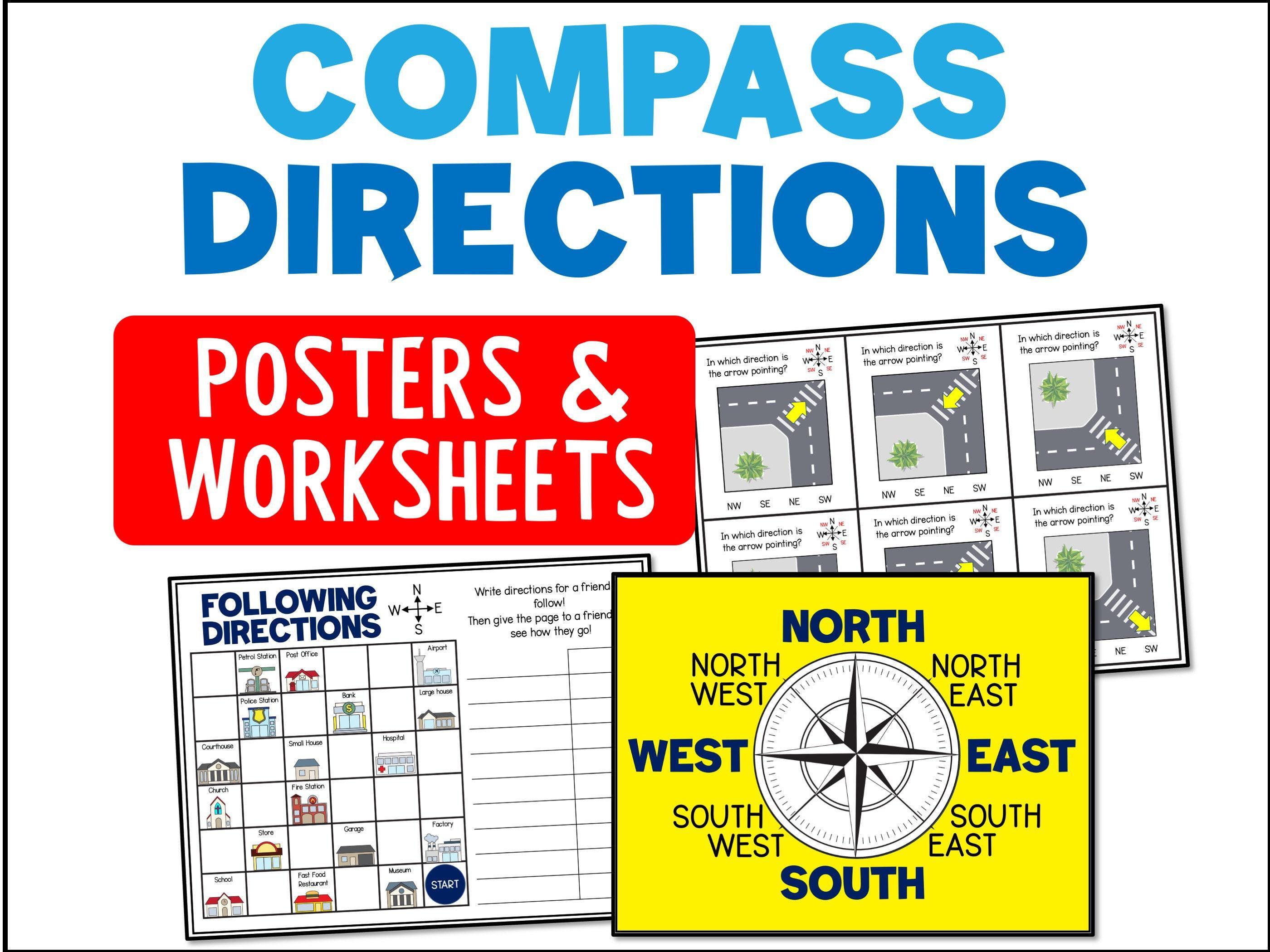 Compass Rose Educational Posters, Math Task Cards and Activities ...