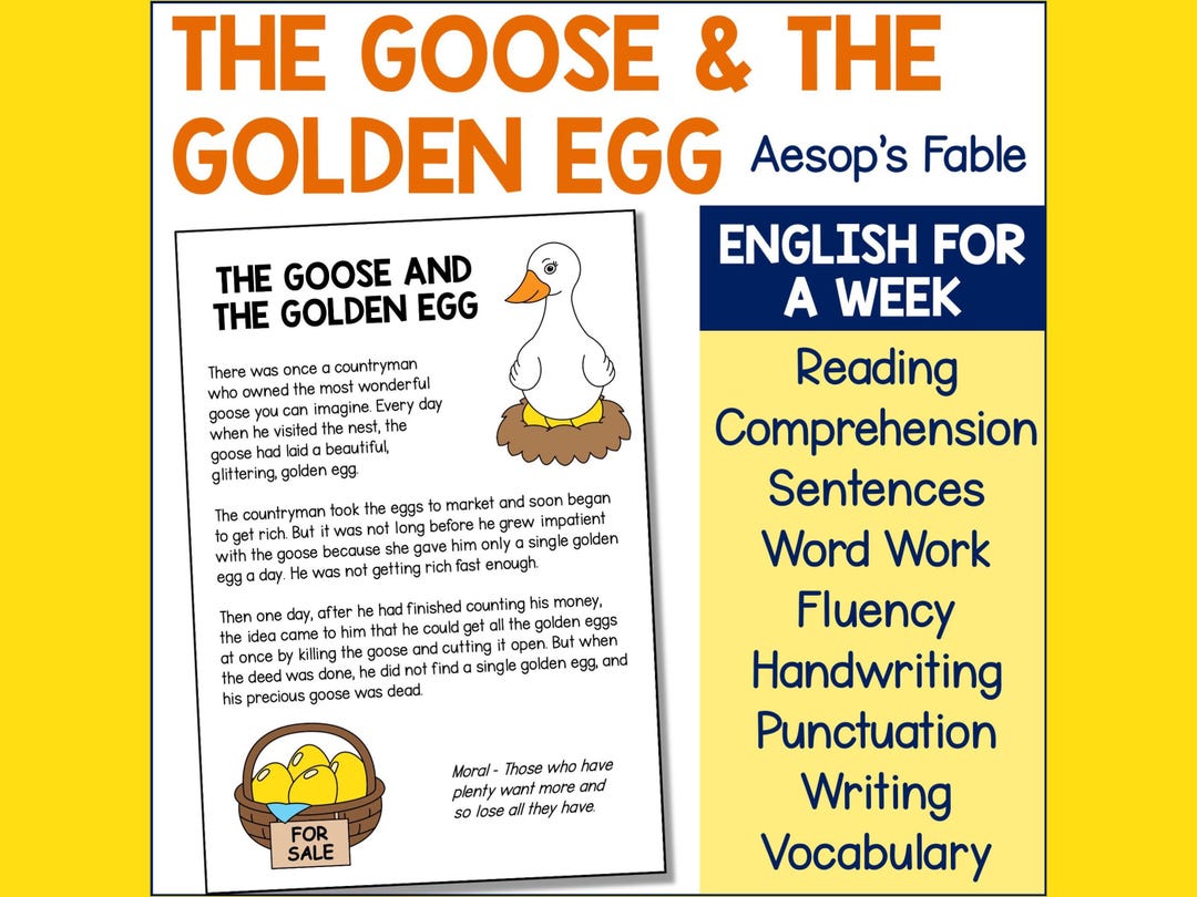 The Goose and the Golden Egg, Aesop's Fable Literacy Activities ...