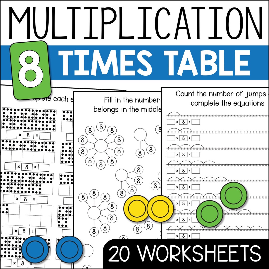 Multiplication Practice Worksheets for 8 Times Table - Etsy