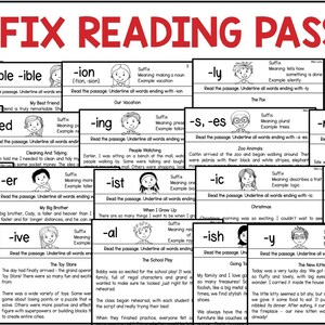 Prefix and Suffix Morphology Reading Passages for Kids Learning About ...