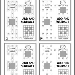 2 Digit Addition and Subtraction Math Puzzles, Math Crosswords to ...