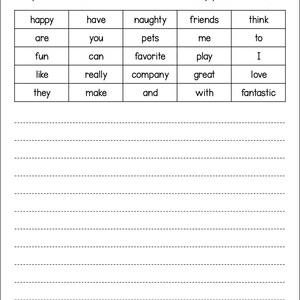 Building Sentences Using Words, Writing Sentences About Pets, Printable ...