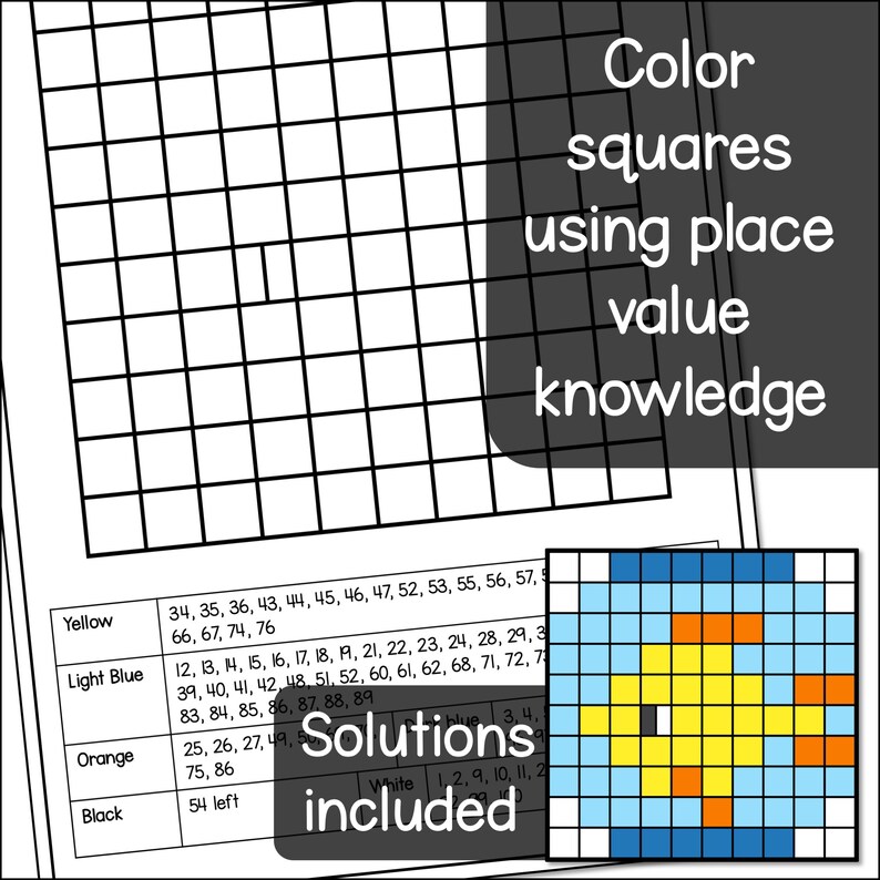 Place Value Mystery Picture Math Worksheets, Place Value Pet Coloring ...