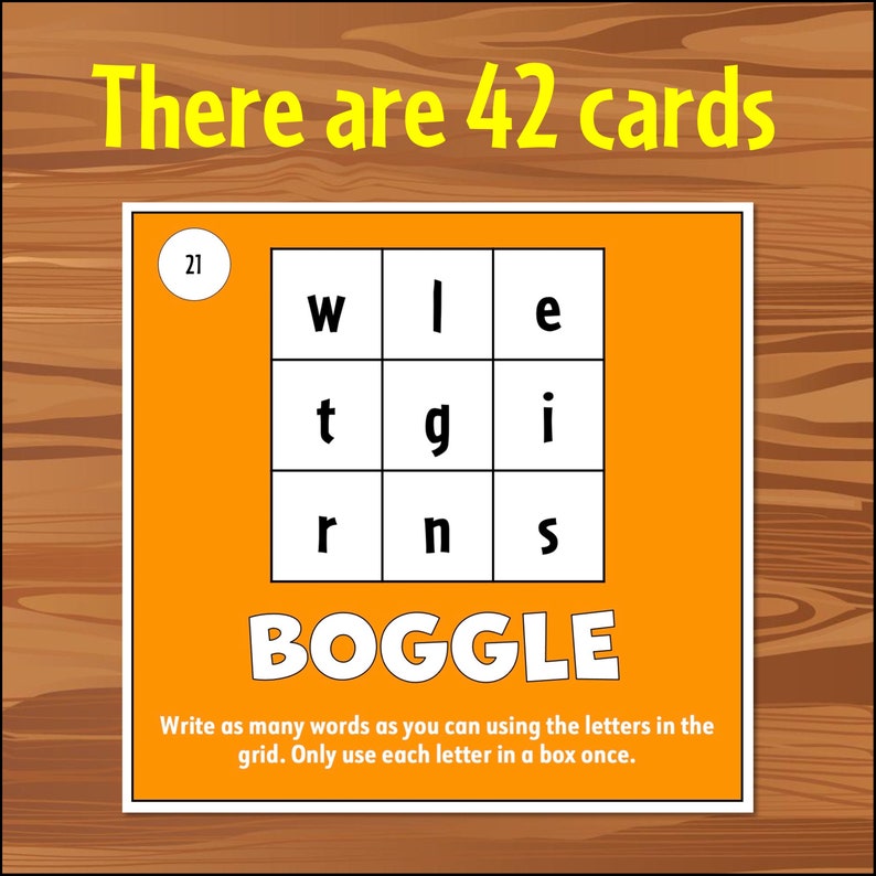 Boggle Cards for Spelling and Making Words Printable Boggle | Etsy