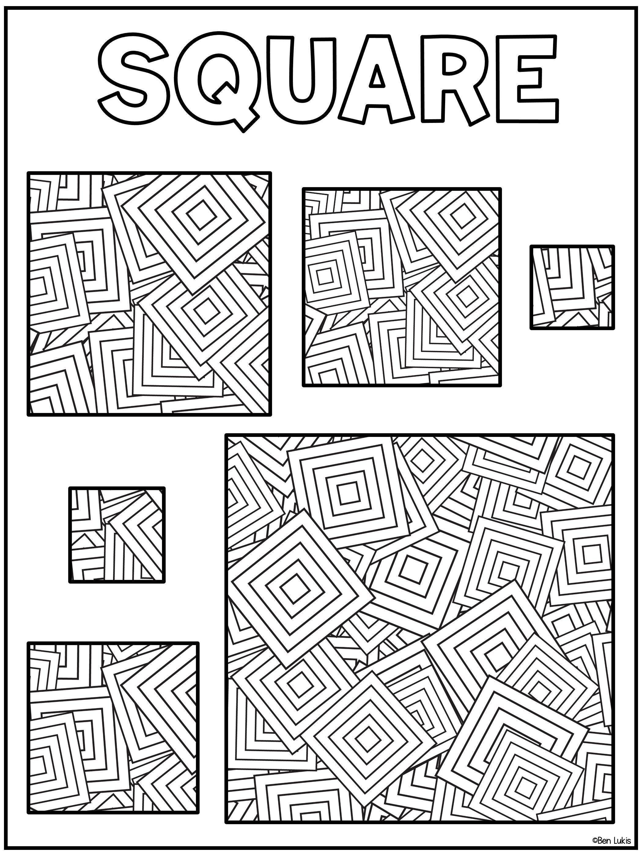 2D Shapes Printable Coloring Pages for Kids, Educational Shapes ...