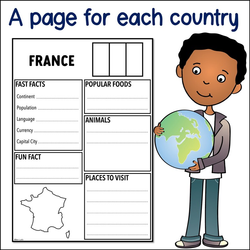 Europe Country Research Templates for Kids, European Country Geography ...