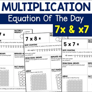 7 Times Table Multiplication Equation of the Day Practice Worksheets ...