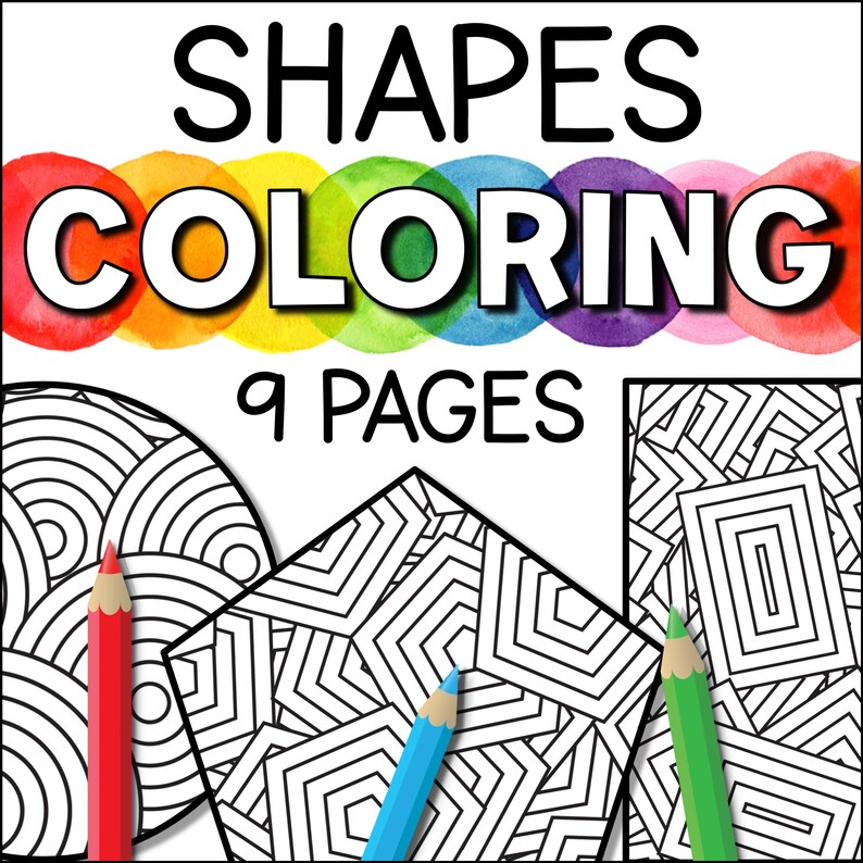 2D Shapes Printable Coloring Pages for Kids, Educational Shapes ...