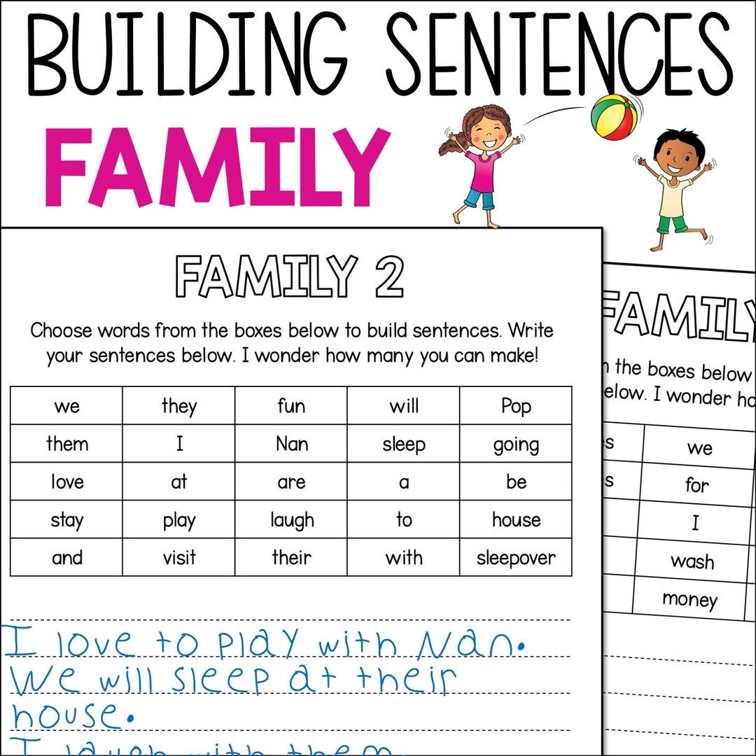Building Sentences Using Words, Writing Sentences About Family ...