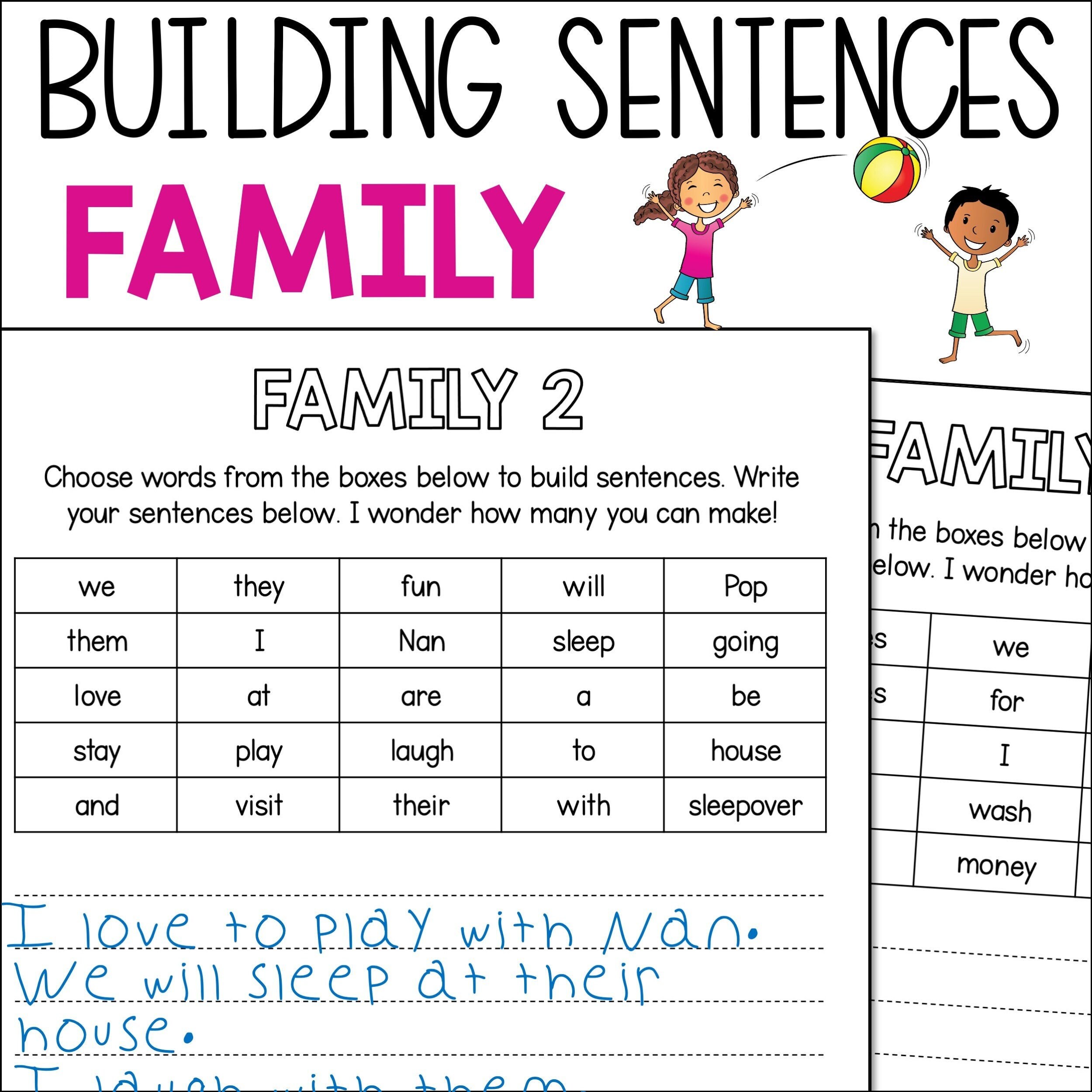 Building Sentences Using Words, Writing Sentences About Family ...