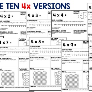 4 Times Table Multiplication Equation of the Day Practice Worksheets ...