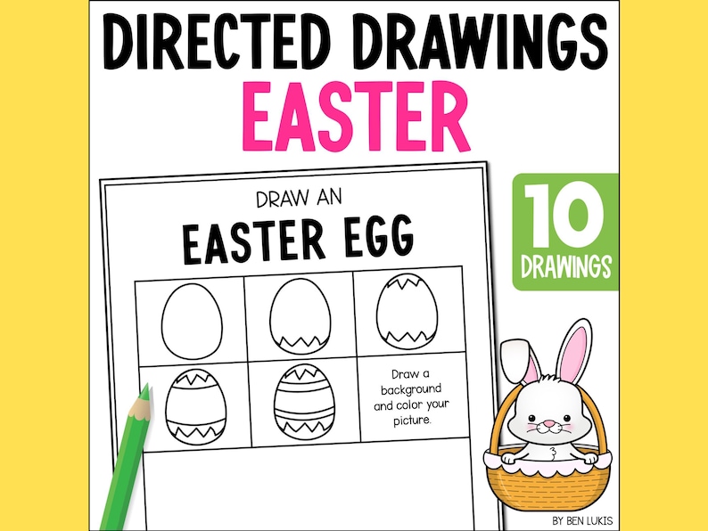 Easter Directed Drawing Guide, Kids Step-by-step Art (PDF Printables ...