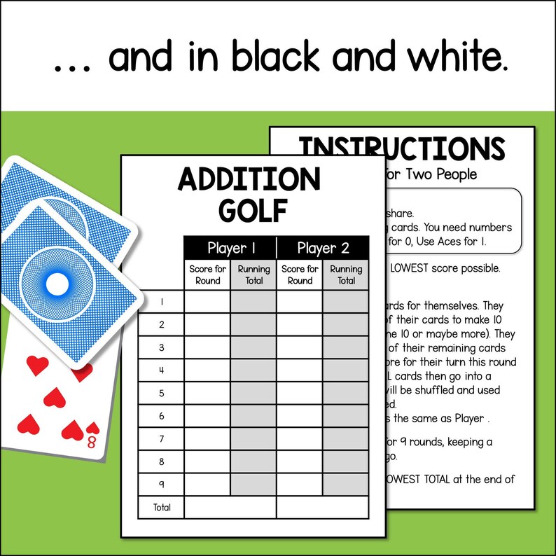 Addition Golf Math Game, Number Bonds to 10 (printable PDF) - Etsy UK