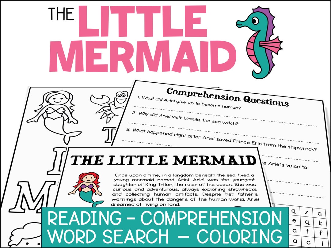 The Little Mermaid Activity Pack, Reading Comprehension Worksheets ...