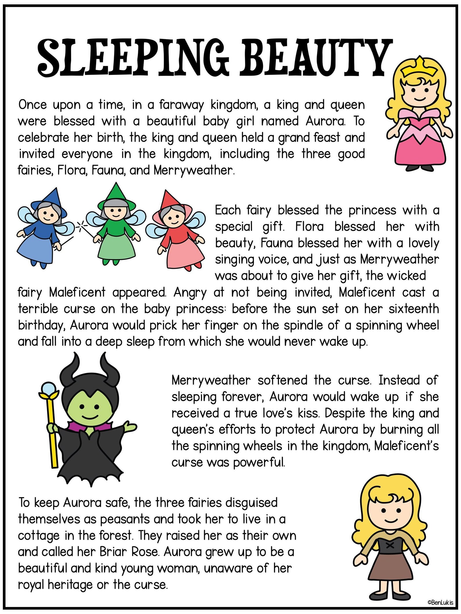 Sleeping Beauty Comprehension Worksheets, Reading Activities, Word ...