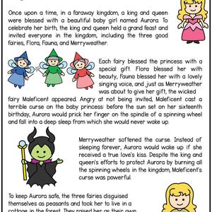 Sleeping Beauty Comprehension Worksheets, Reading Activities, Word ...