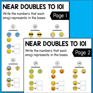 Near Doubles Math Facts Worksheets, Early Algebra Math Mobiles ...