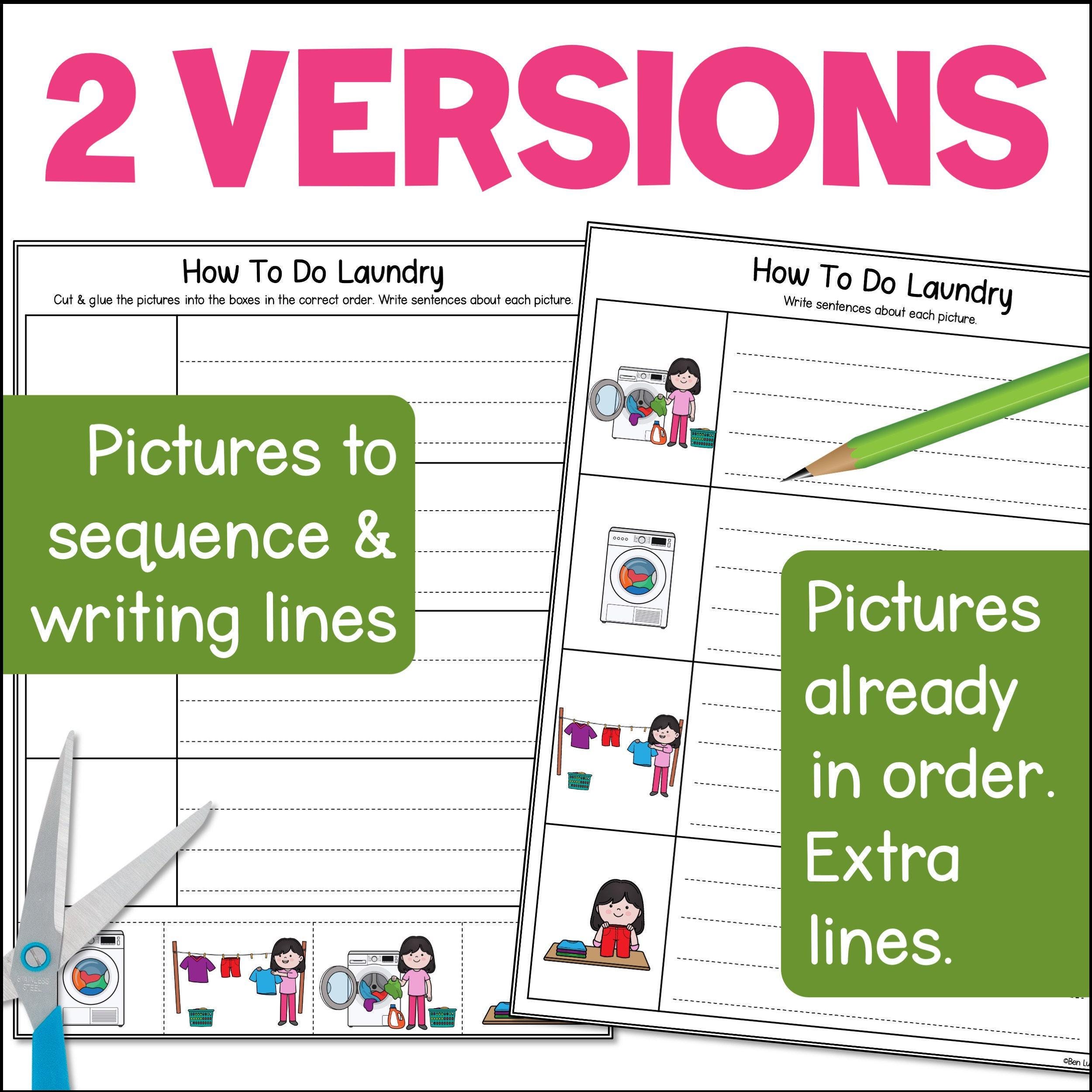 How to Do Laundry Procedural Writing, Sequencing & Sentence Writing ...
