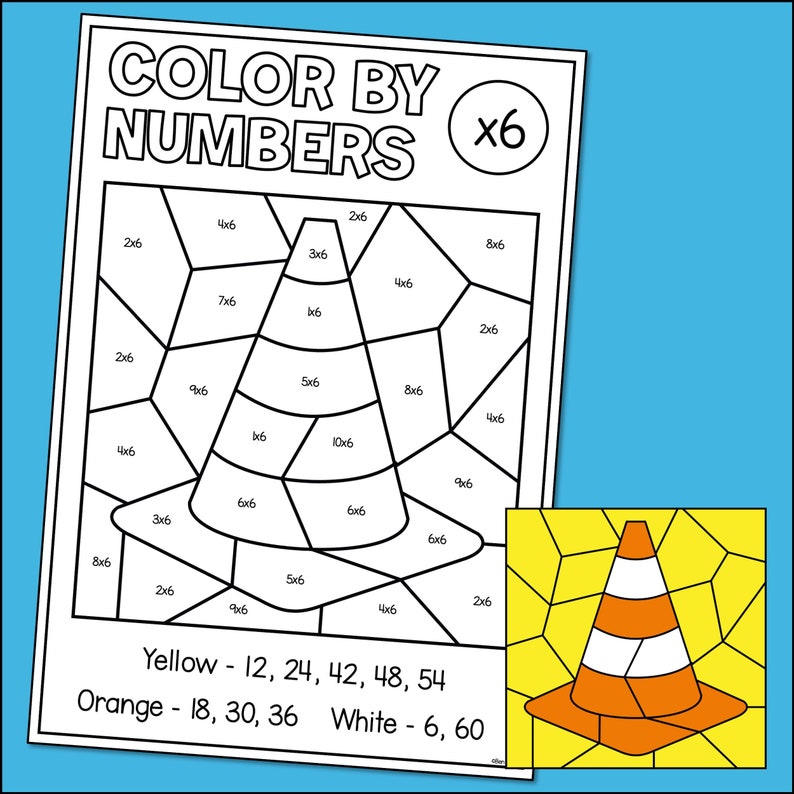 Multiplication Color by Number Worksheets for Math Fact Multiplication ...