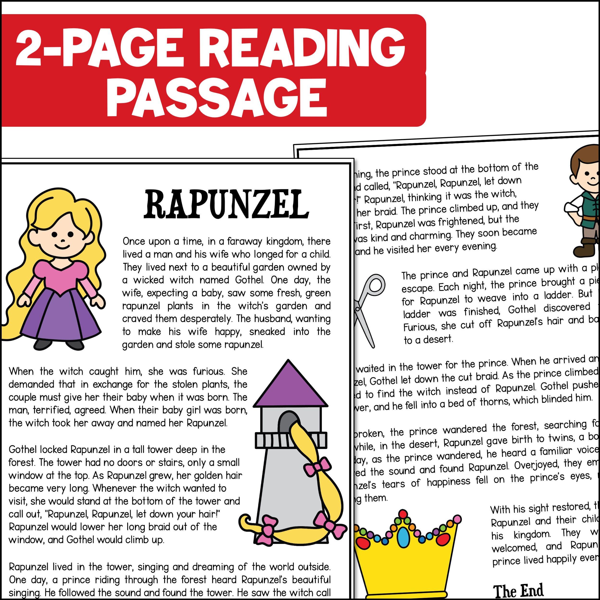 Rapunzel Reading Comprehension, Word Search, Coloring Pages, Fun ...