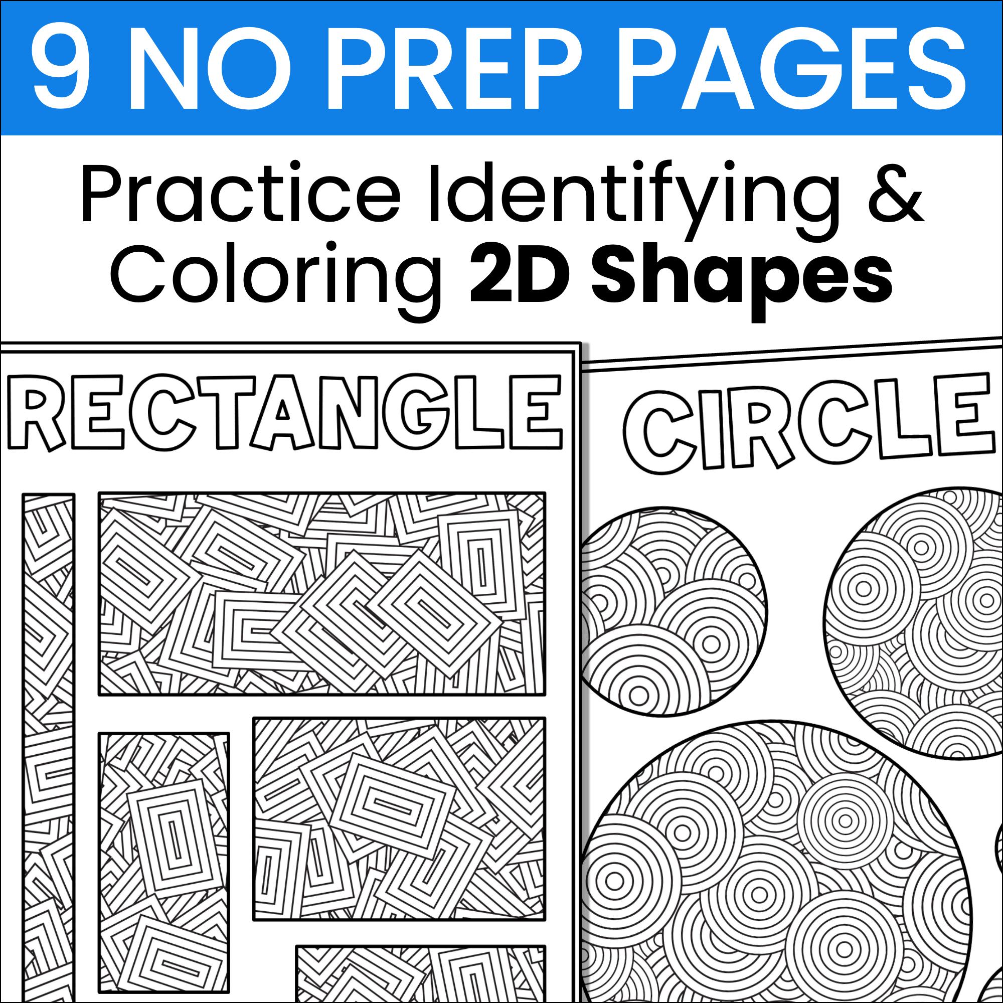 2D Shapes Coloring Pages, No Prep Geometry Worksheets, Math Art ...