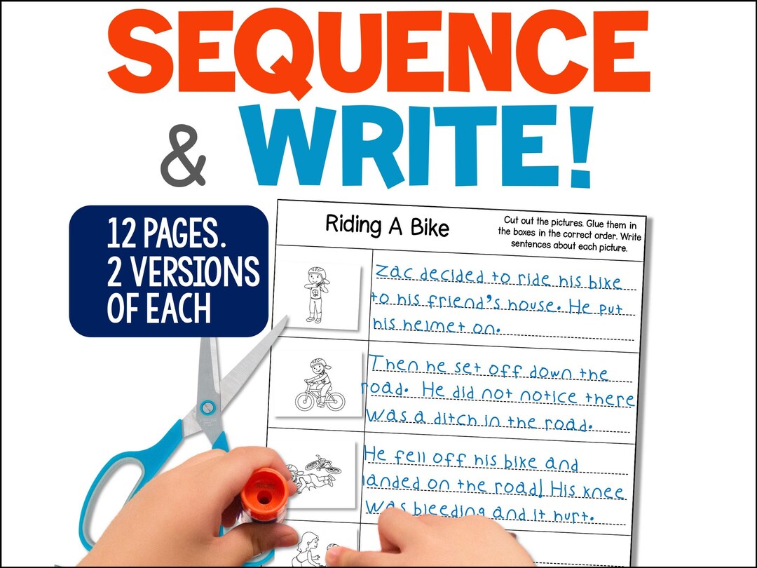 Sequencing Pictures and Sentence Writing Practice Worksheets, Printable ...
